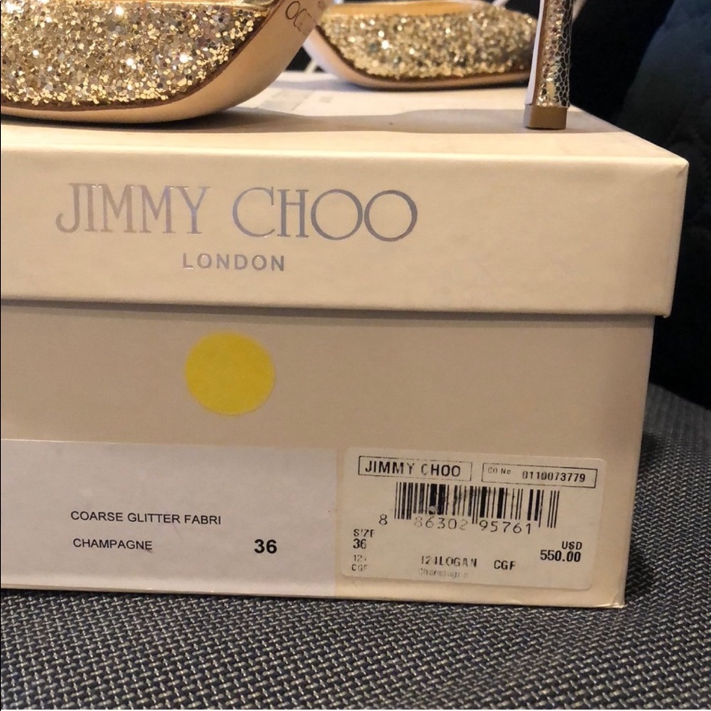 Jimmy Choo Champagne Glitter Heels Gem